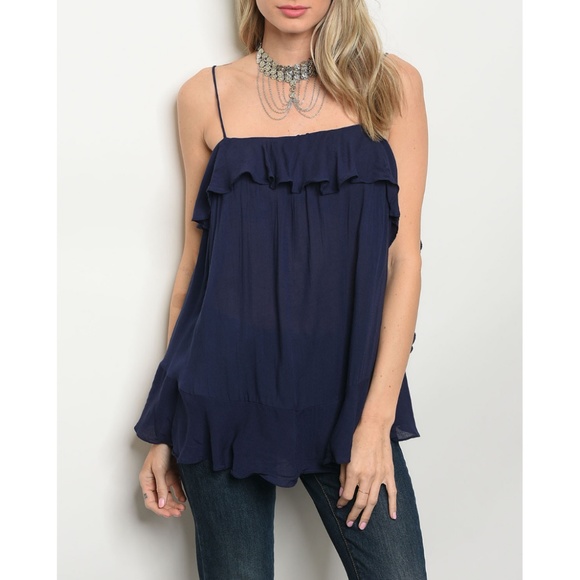 Mustard Seed | Tops | Navy Ruffle Top Mustard Seed | Poshmark
